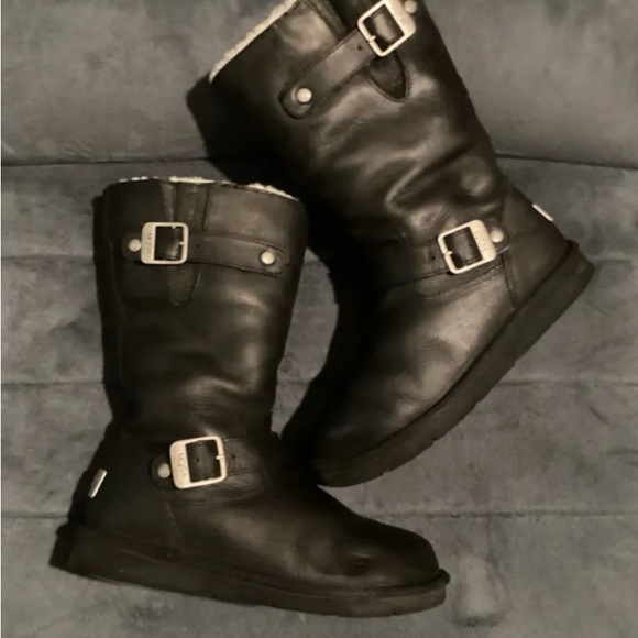 UGG | Shoes | Ugg Kensington Leather Shearling Moto Boot | Poshmark